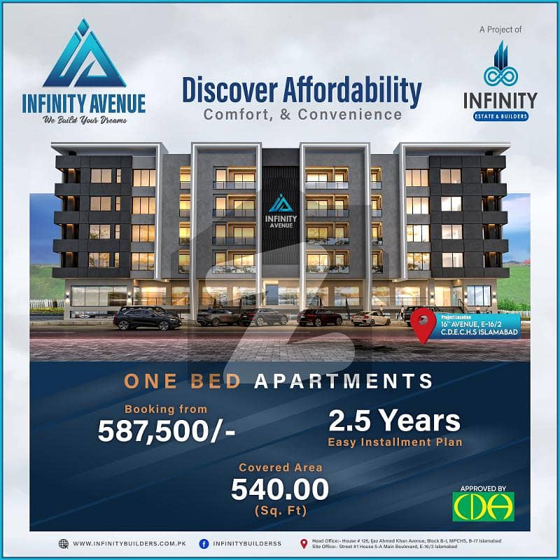 One Bed Apartment in E16 CDECHS Main Markaz on Installment Infinity Square E-16, Islamabad ...