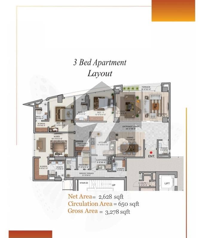 A Great Choice For A 3278 Square Feet Flat Available In Clifton - Block ...